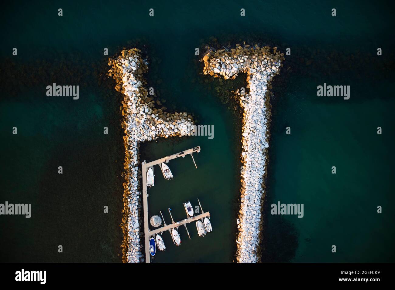 Aerial view of a small port for tourism boats Stock Photo - Alamy