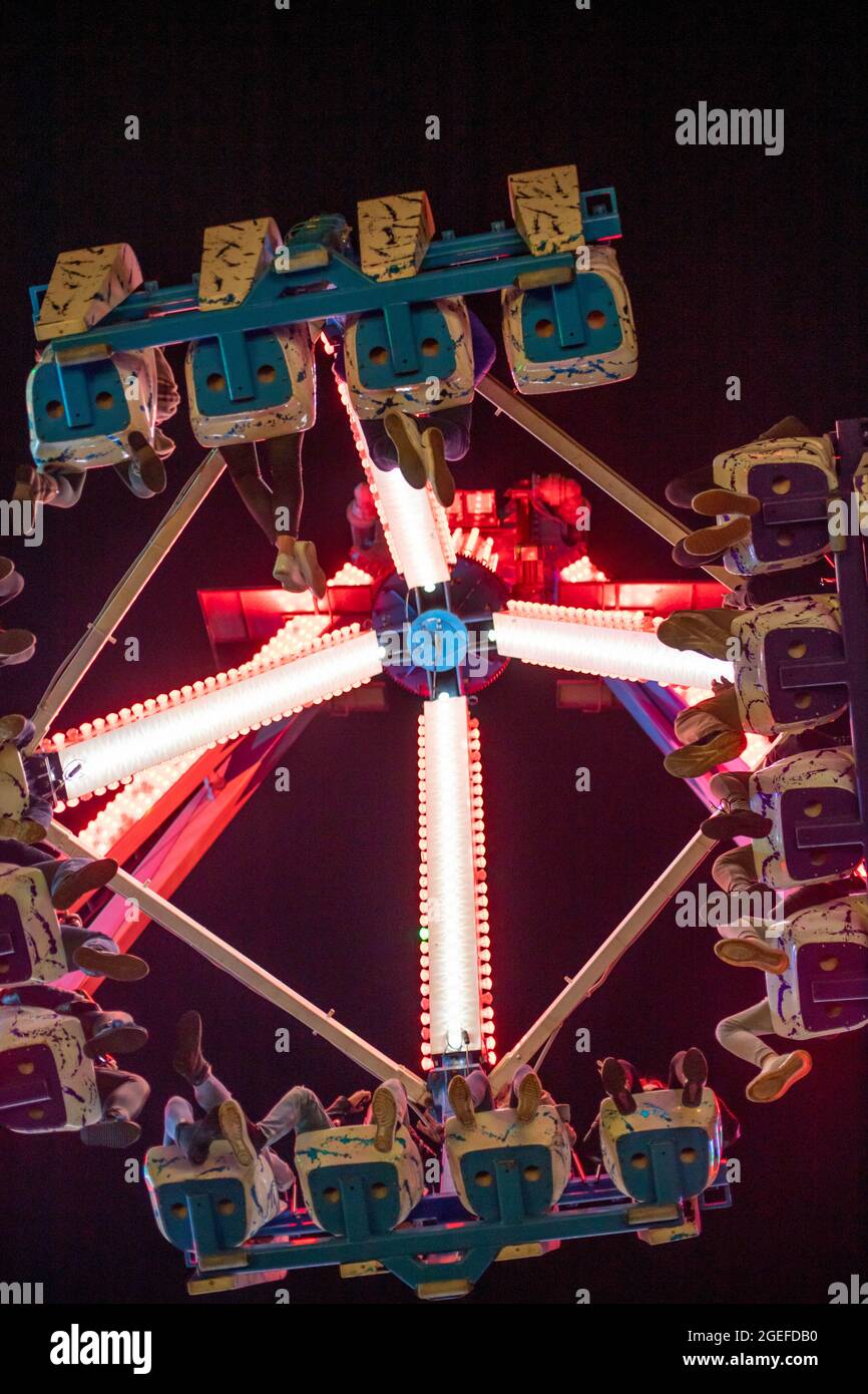 amusement park at night in lights Stock Photo - Alamy