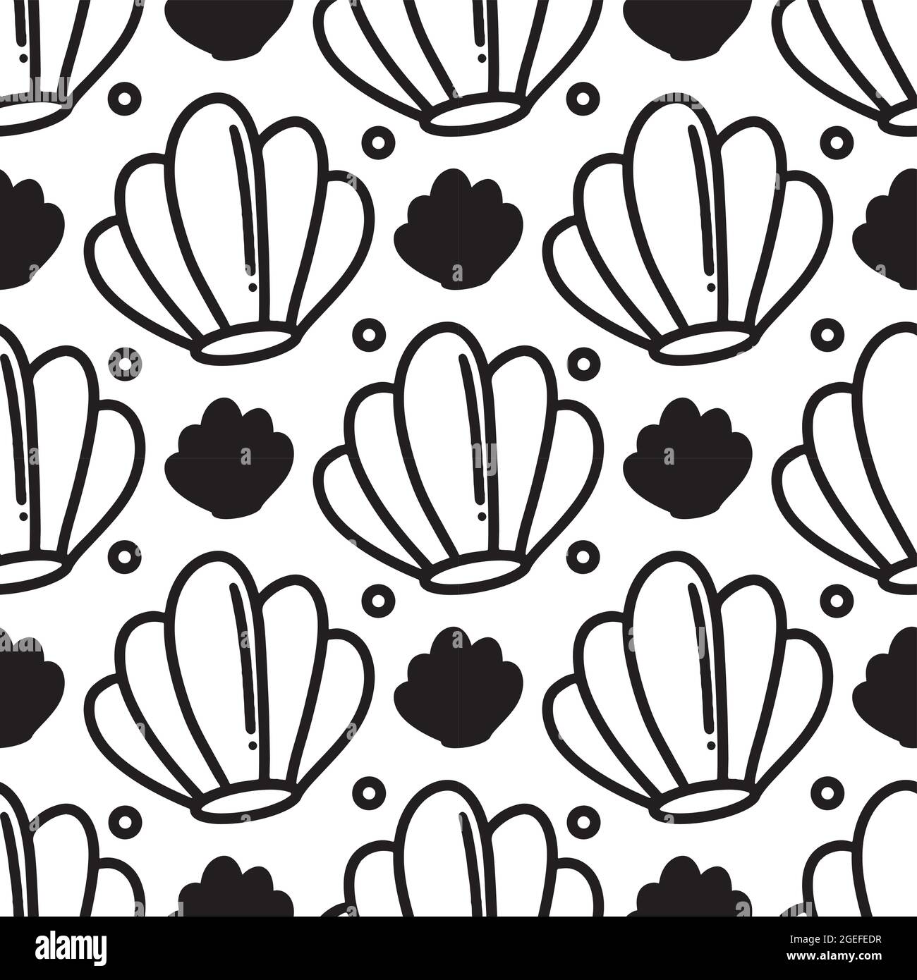 simple seamless shell fish pattern doodles Stock Vector Image & Art - Alamy