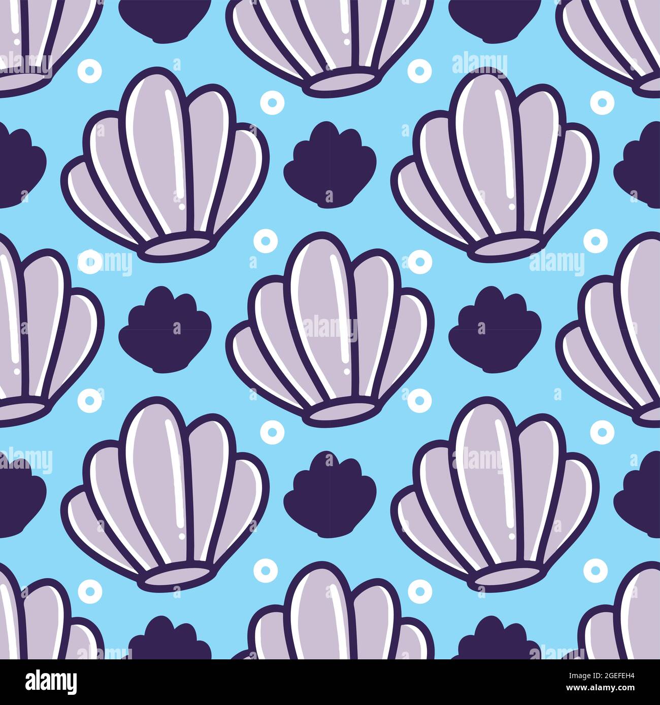 full color simple seamless shell fish pattern doodles Stock Vector ...