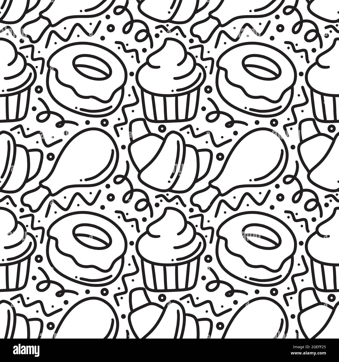 seamless pattern doodles of delicious food Stock Vector Image & Art - Alamy