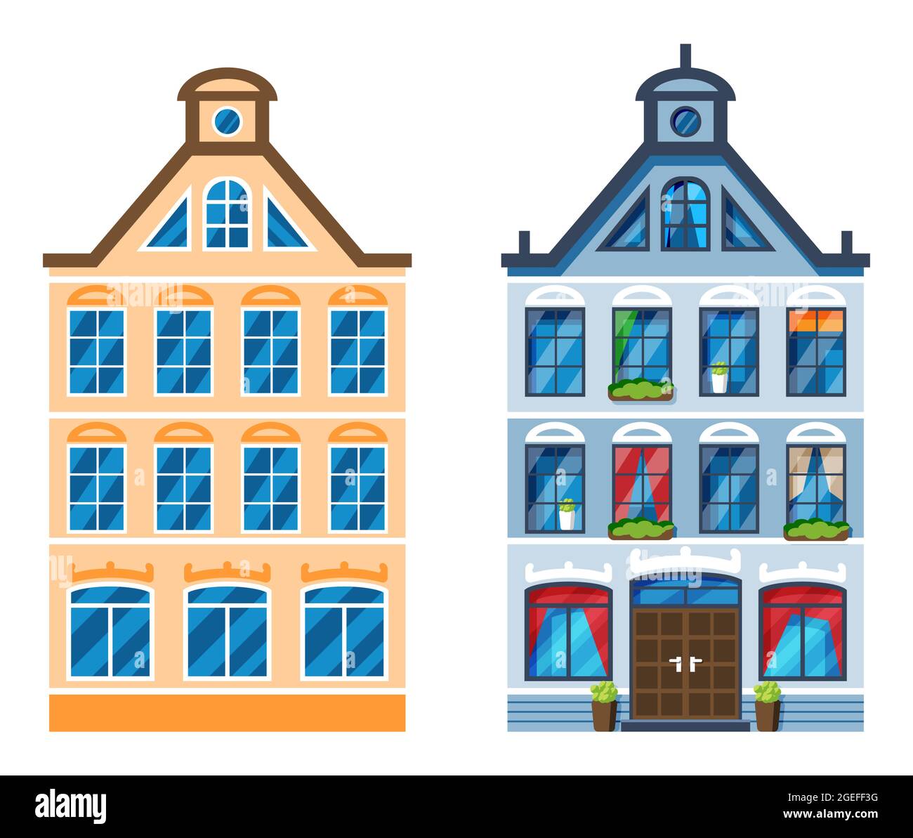 Facade residential old apartment Cut Out Stock Images & Pictures - Alamy