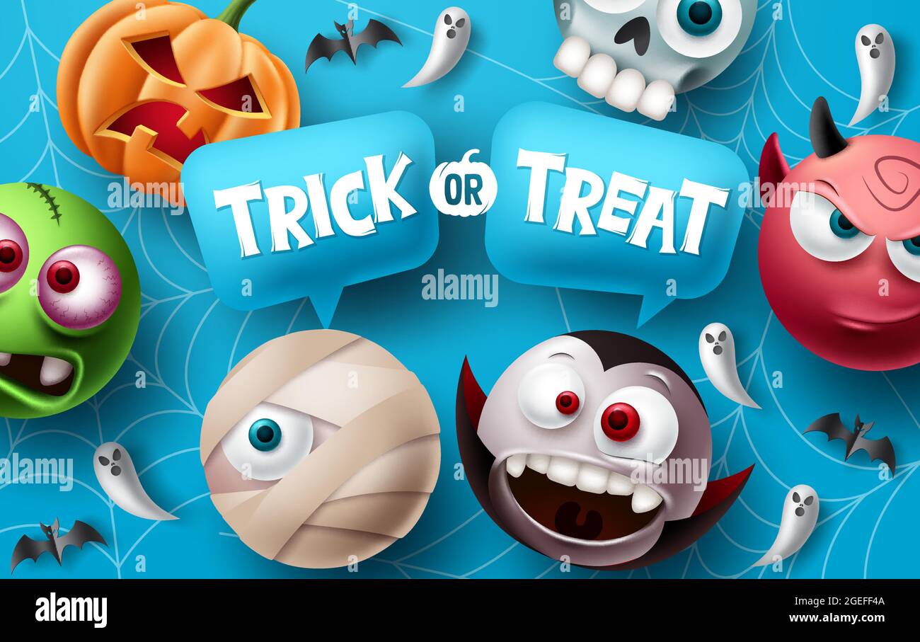 Trick or treat halloween vector design. Halloween character elements ...