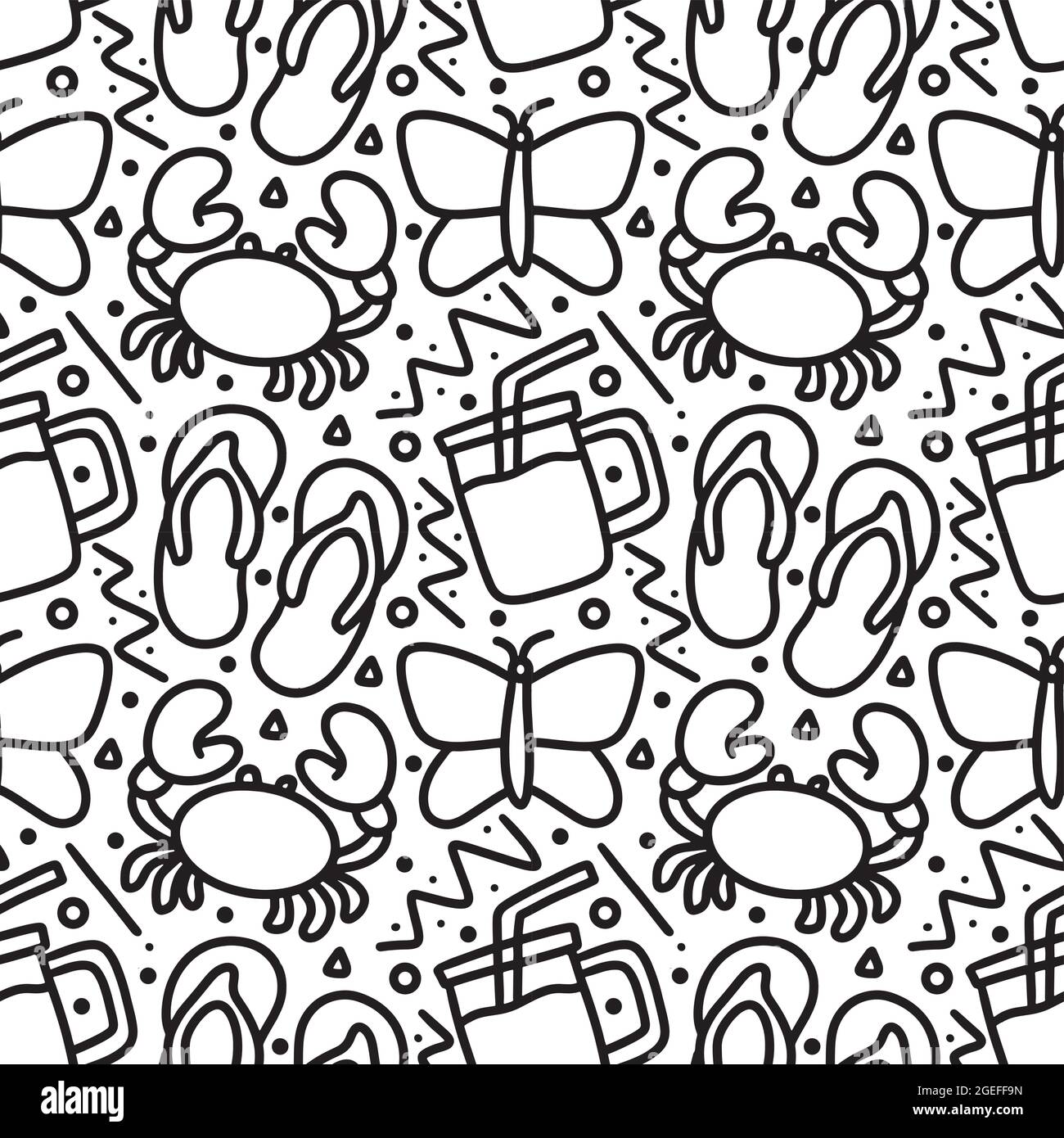 seamless pattern doodles of summer elements Stock Vector Image & Art ...