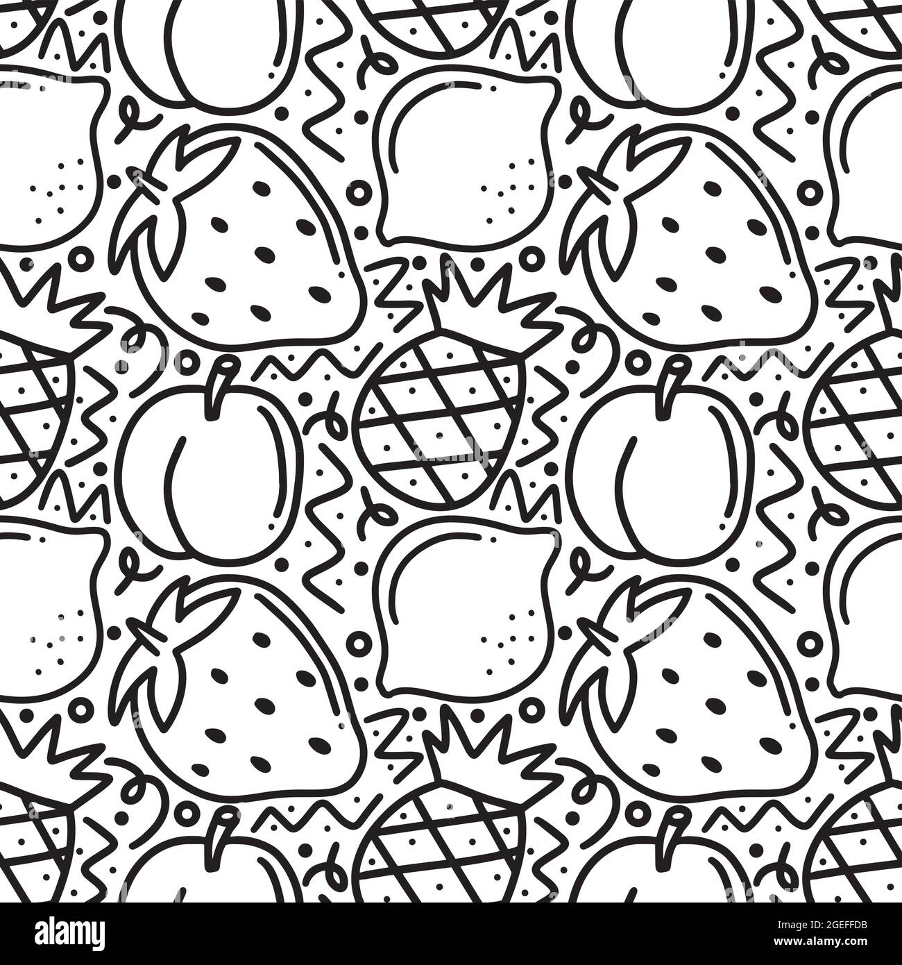 Fruits seamless pattern Black and White Stock Photos & Images - Alamy