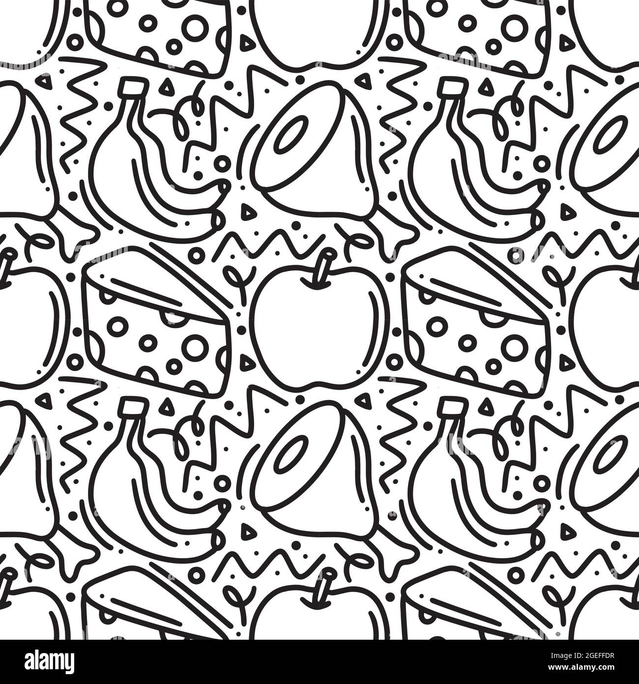seamless pattern food doodles on white background Stock Vector Image ...