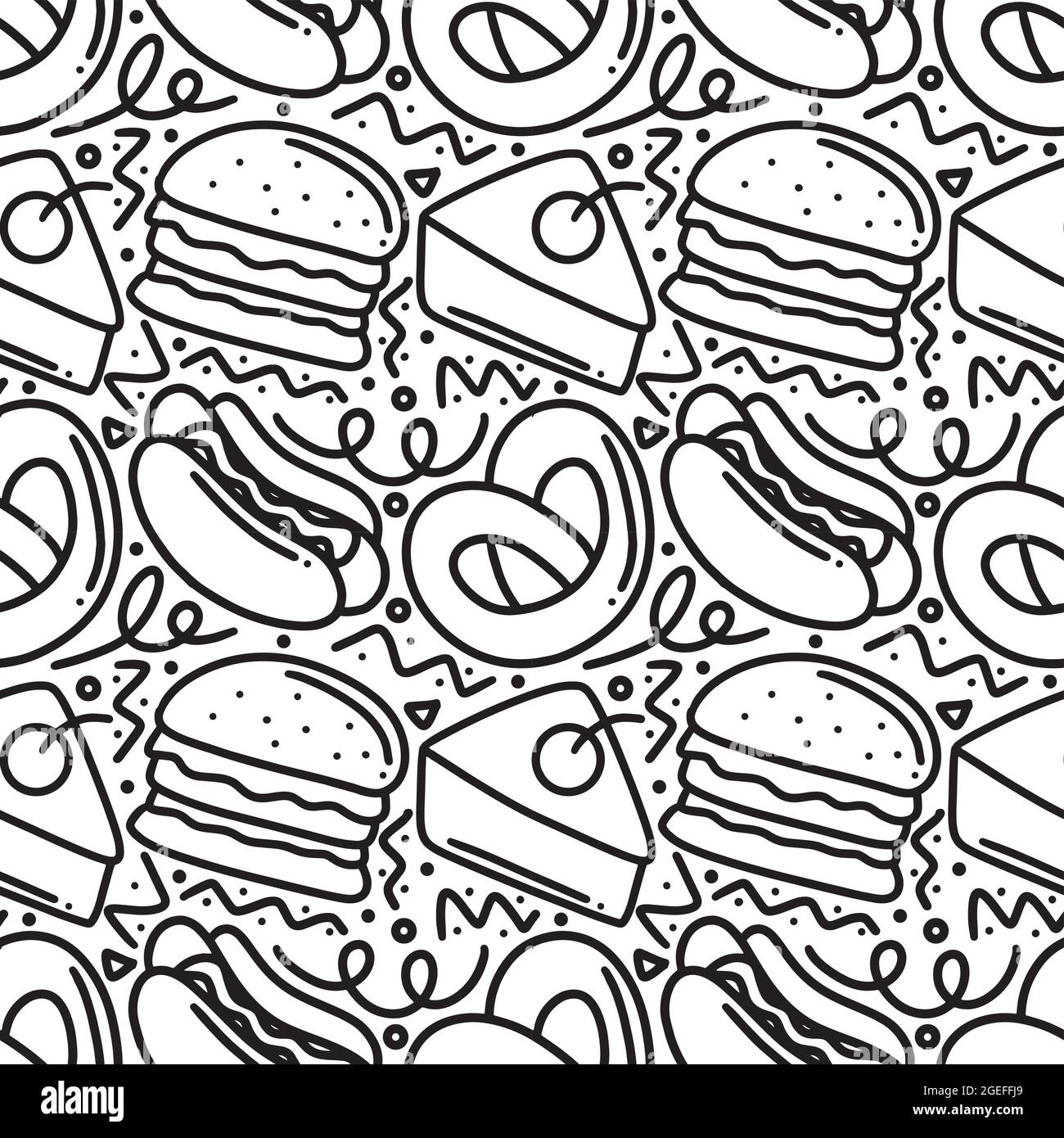 seamless pattern fast food doodles Stock Vector Image & Art - Alamy