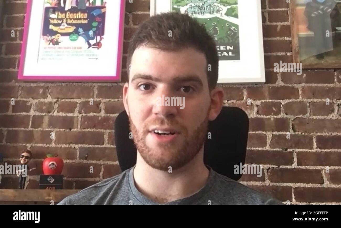 Video grab of Tommy Marcus on a Zoom call, the 25-year-old social media ...