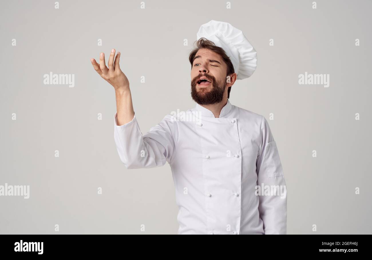 male cook kitchen Job hand gestures isolated background Stock Photo - Alamy