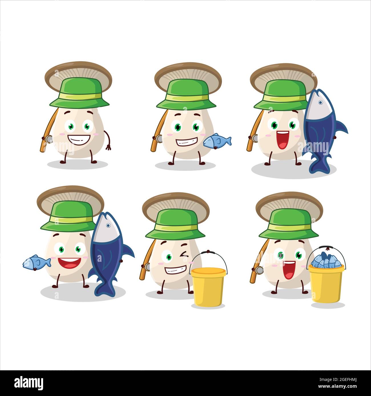 A fisherman king trumpet cartoon picture catch a big fish. Vector ...