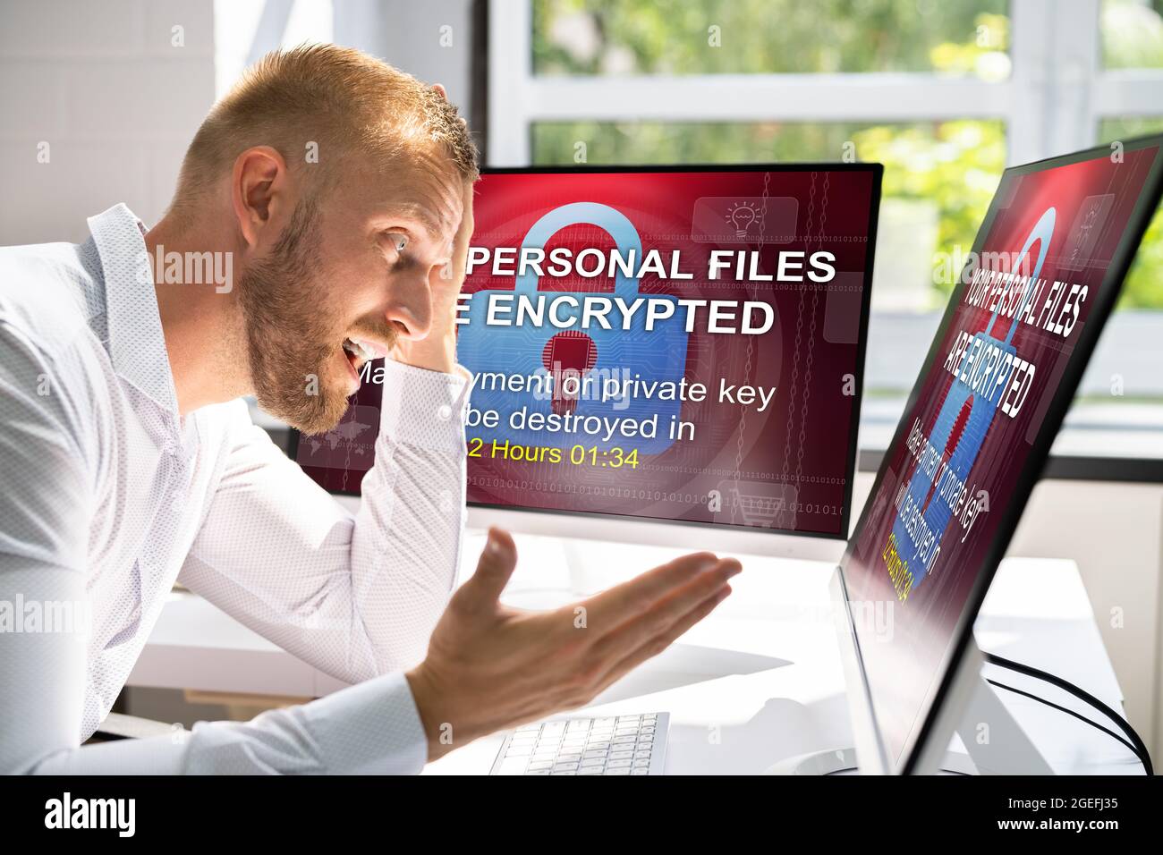Ransomware Malware Attack. Hacked Business Computer. Cyber Security ...