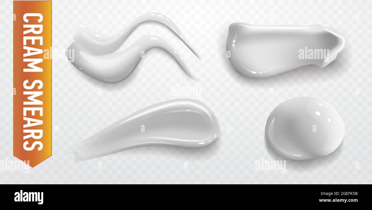 Set of realistic cosmetic cream smears. Skincare product of different ...
