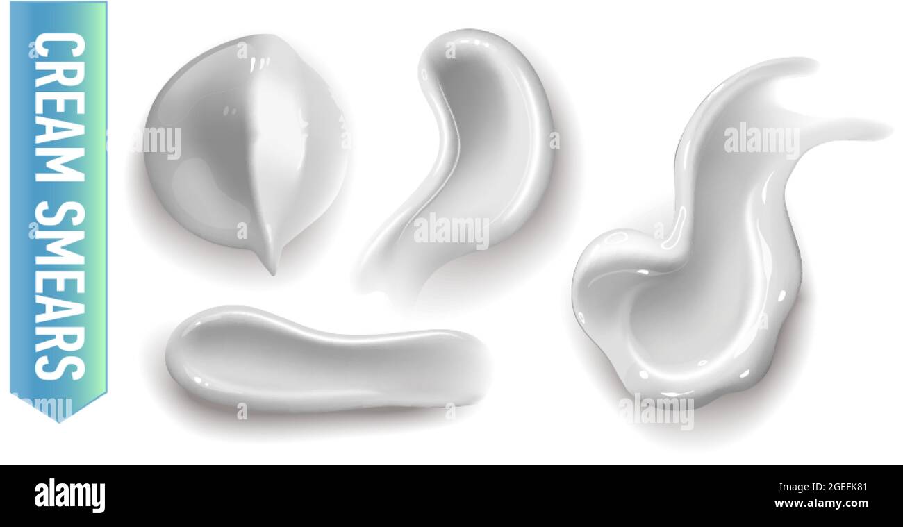 Set of realistic cosmetic cream smears. Skincare product of different ...