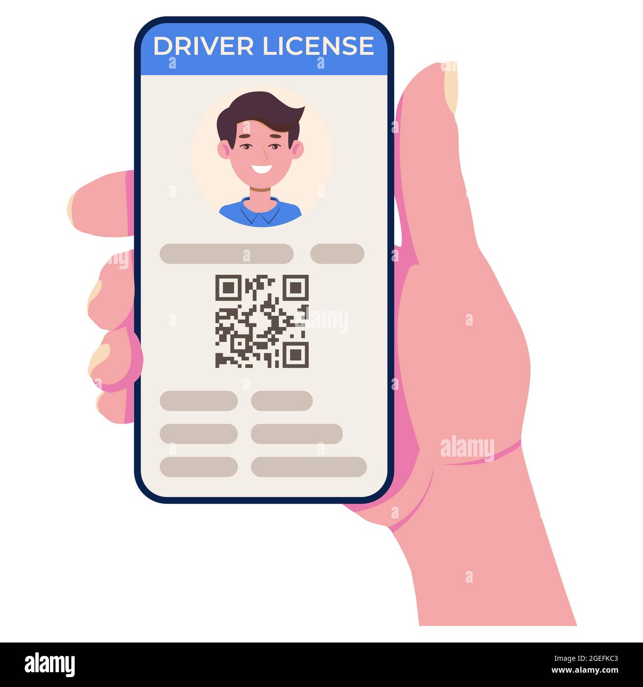 Driving license on the cell phone screen. Mobile app for personal ...