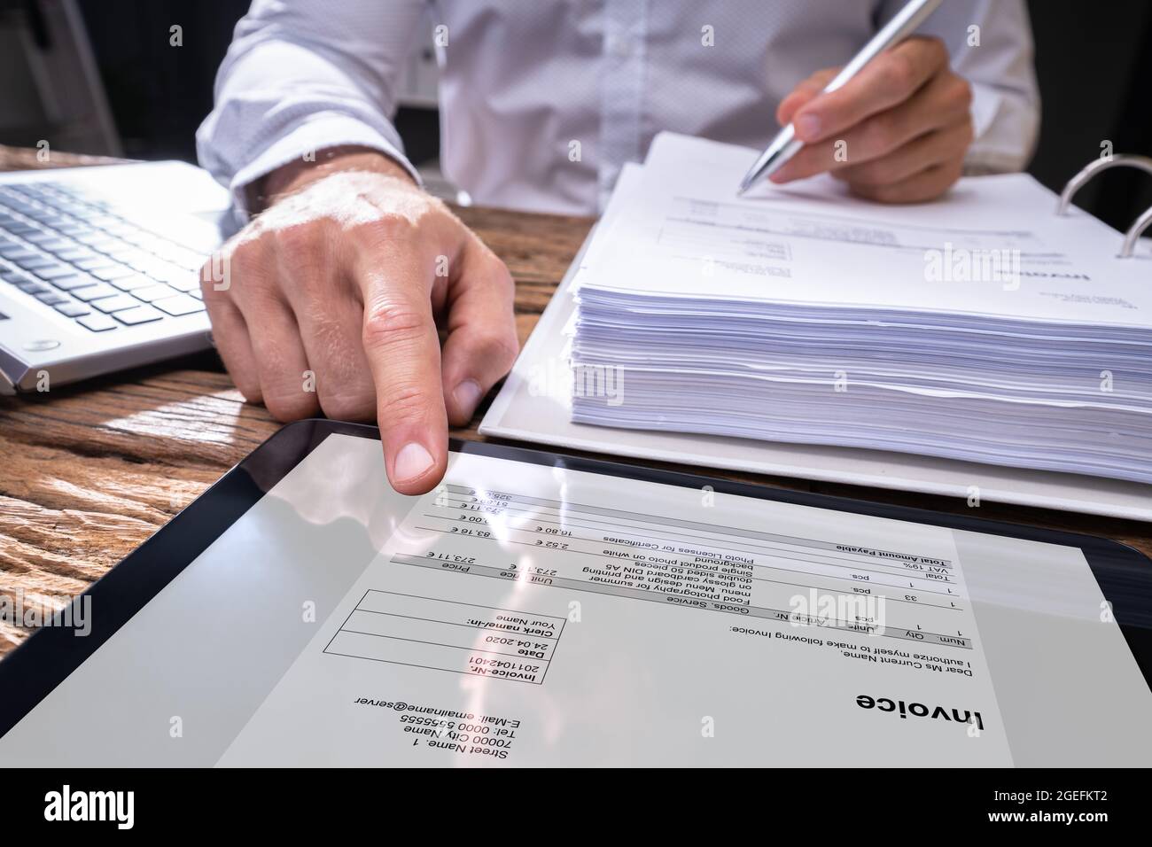E Invoice Accounting Software. Finance Audit Or Laptop Stock Photo - Alamy