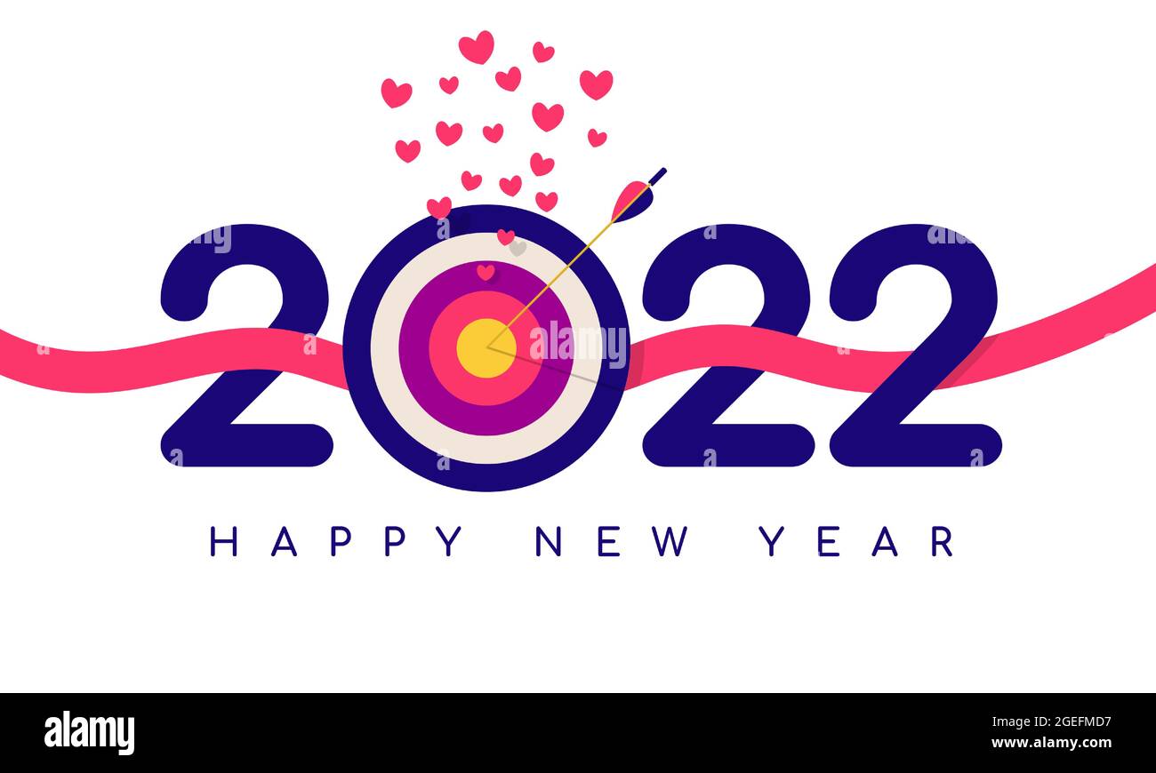 Achievement of the set goal in Happy New Year 2022. Vector illustration ...