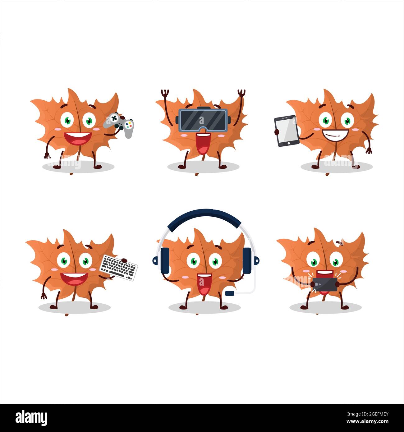 Maple Leaf cartoon character are playing games with various cute ...