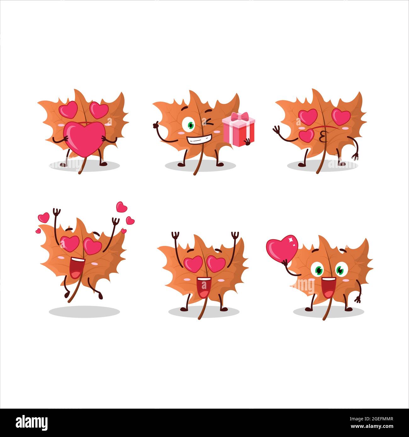 Maple Leaf cartoon character with love cute emoticon. Vector ...