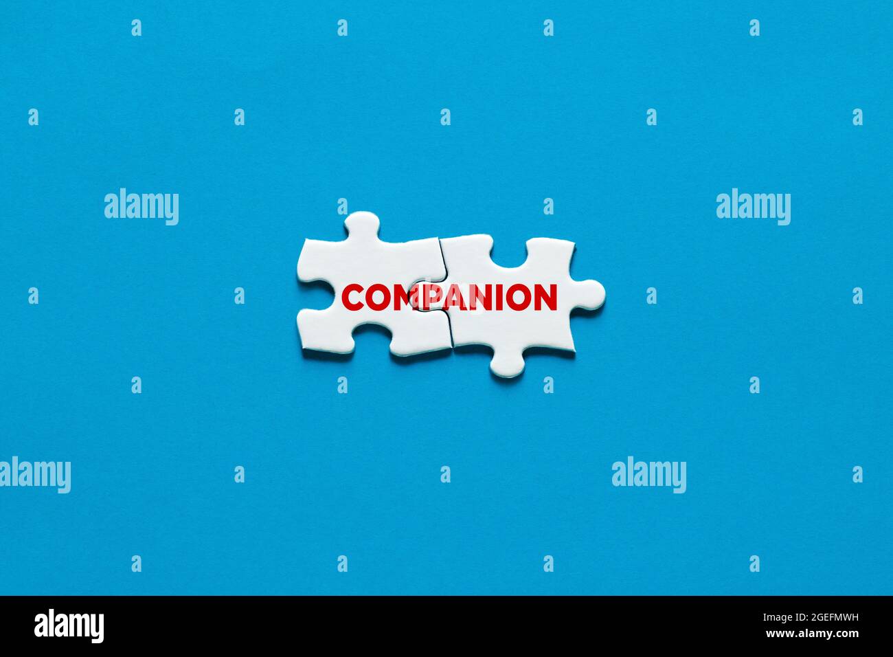 Companionship or relationship concept. Two connected puzzle pieces with ...