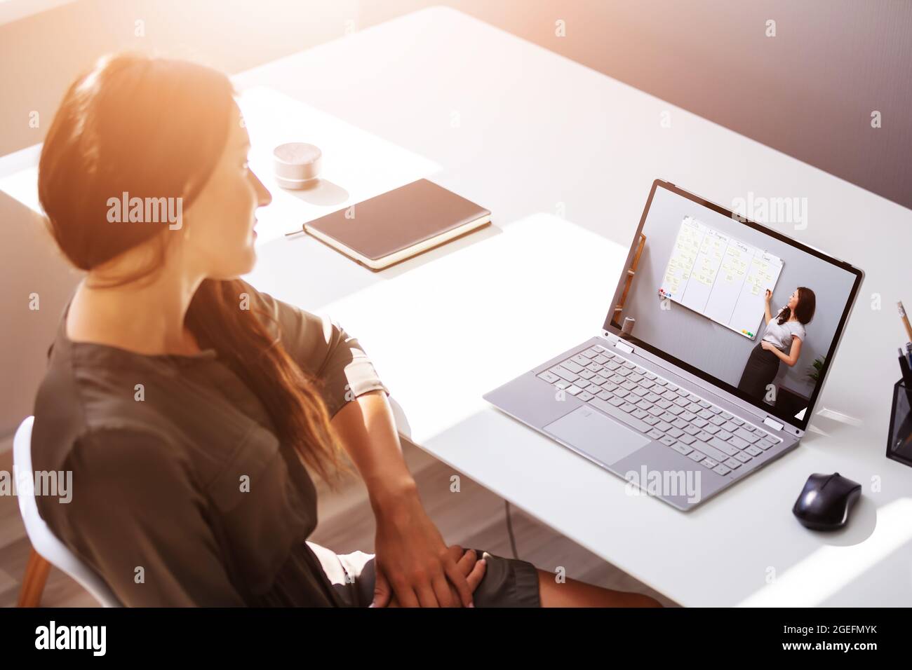 Virtual Training And Online Learning Program With Coach Stock Photo - Alamy