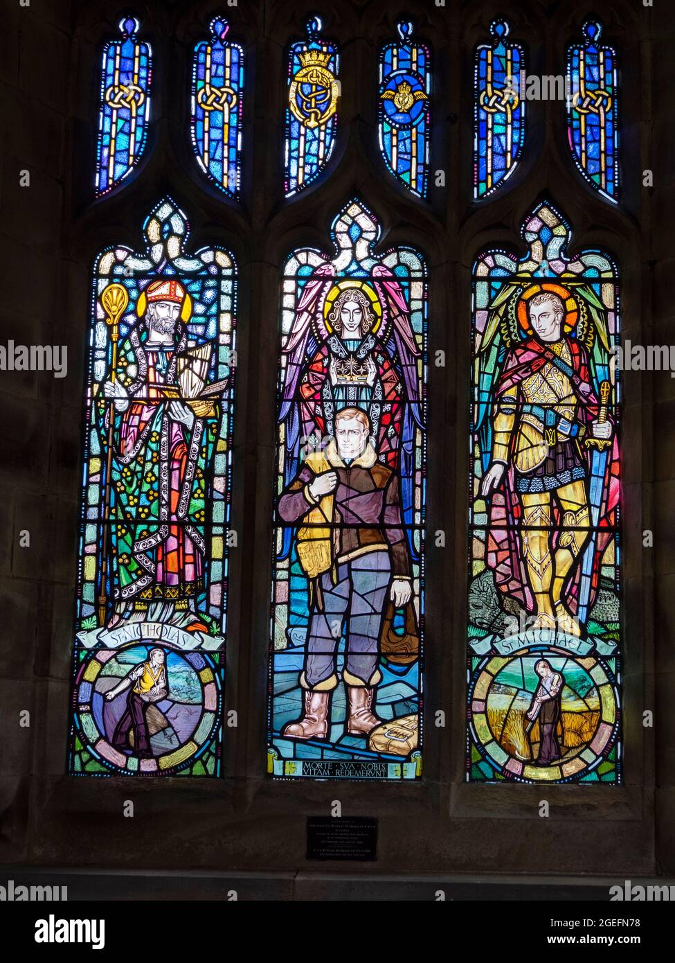 Stained glass windows in Kettlewell Church, Yorkshire Dales, UK Stock ...