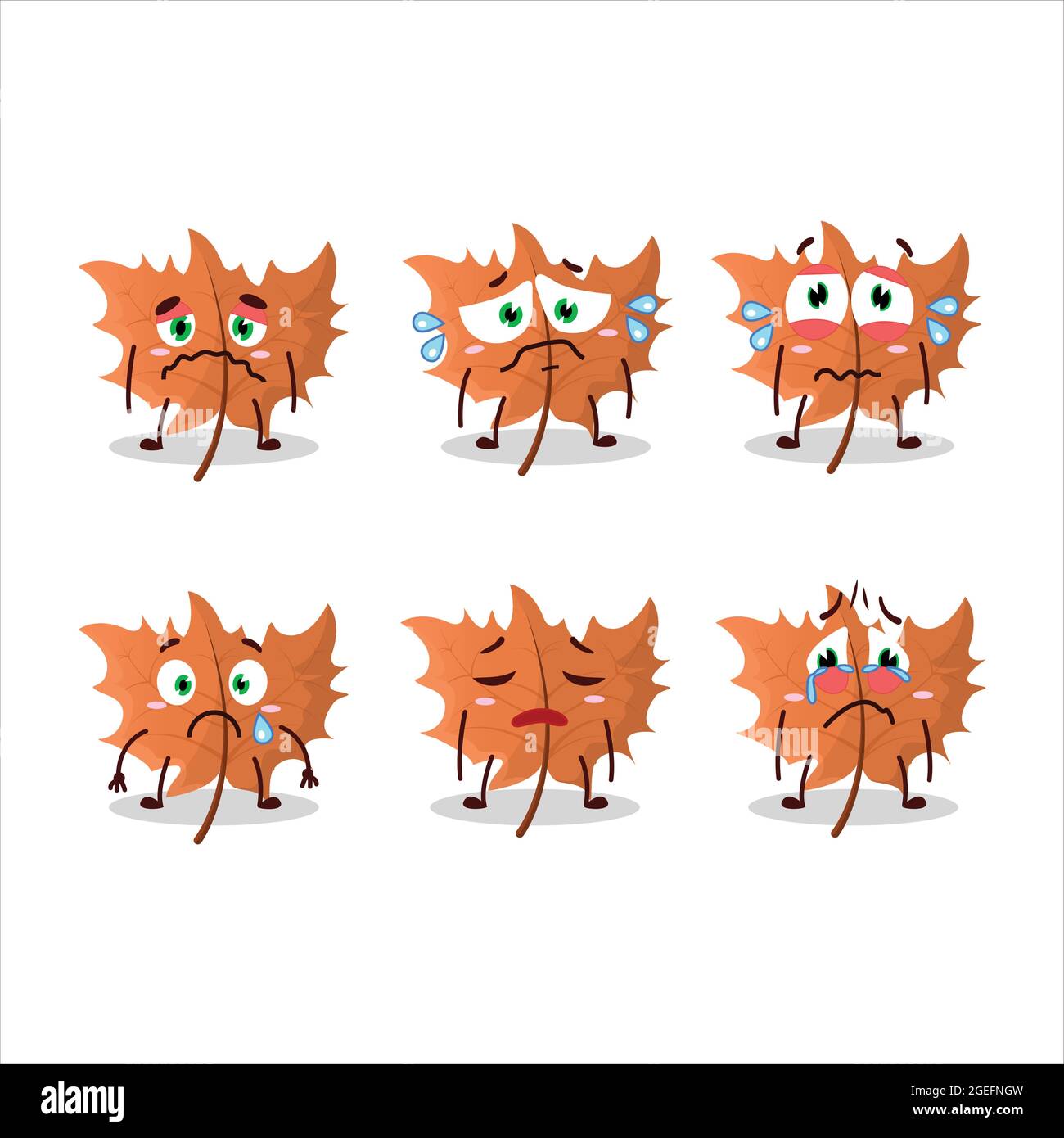 Maple Leaf cartoon in character with sad expression. Vector ...