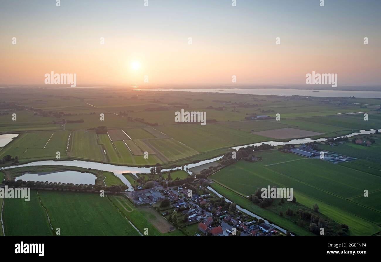 Aerial view over Friesland, one of the northern provinces of the ...