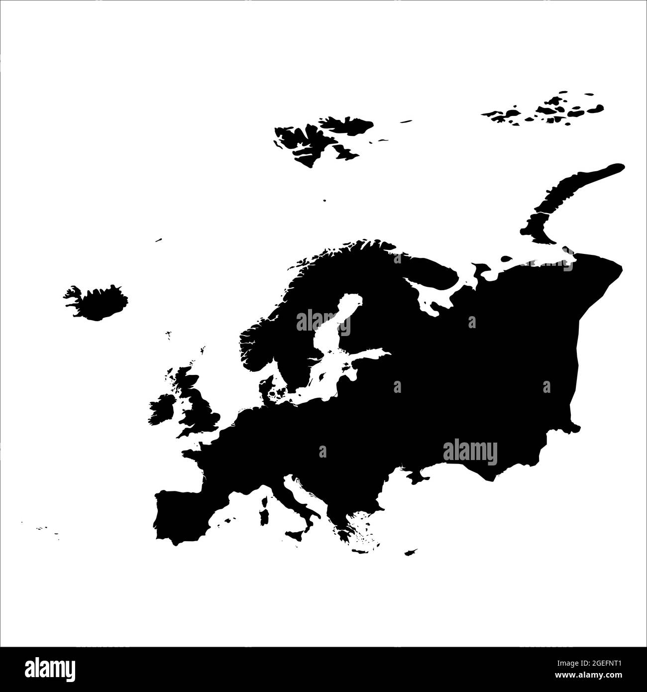 Europe - high detailed continent isolated silhouette map. Simple flat ...