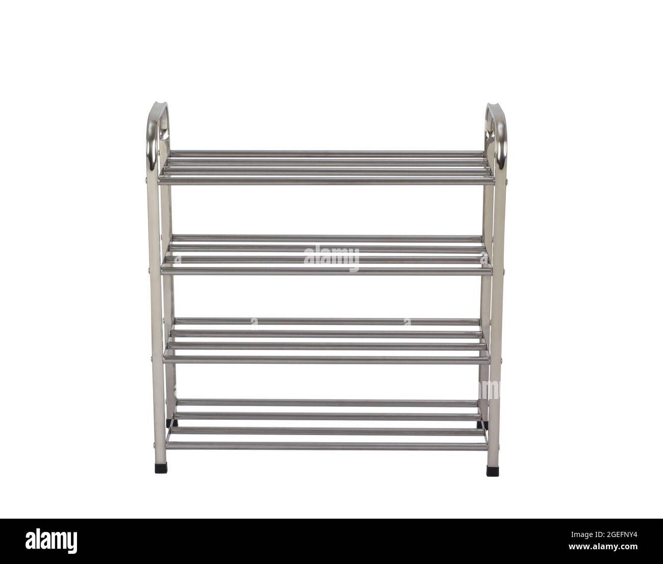 Empty stainless steel shoe racks isolated on white background Stock ...