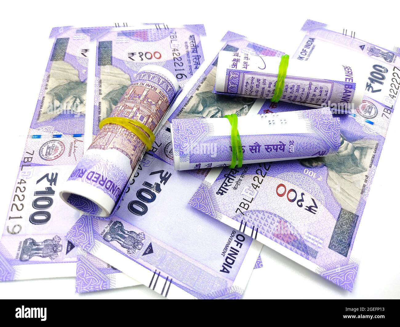 Closeup shot of Indian currency money isolated on a white background ...