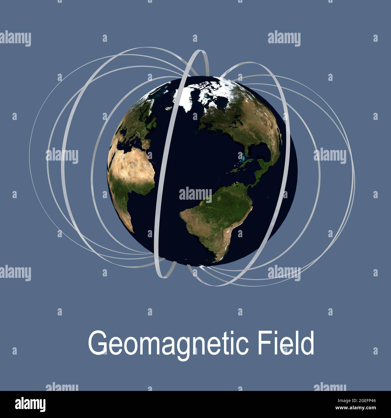 3D illustration of earth enclosed by a symbolic pattern of rings ...
