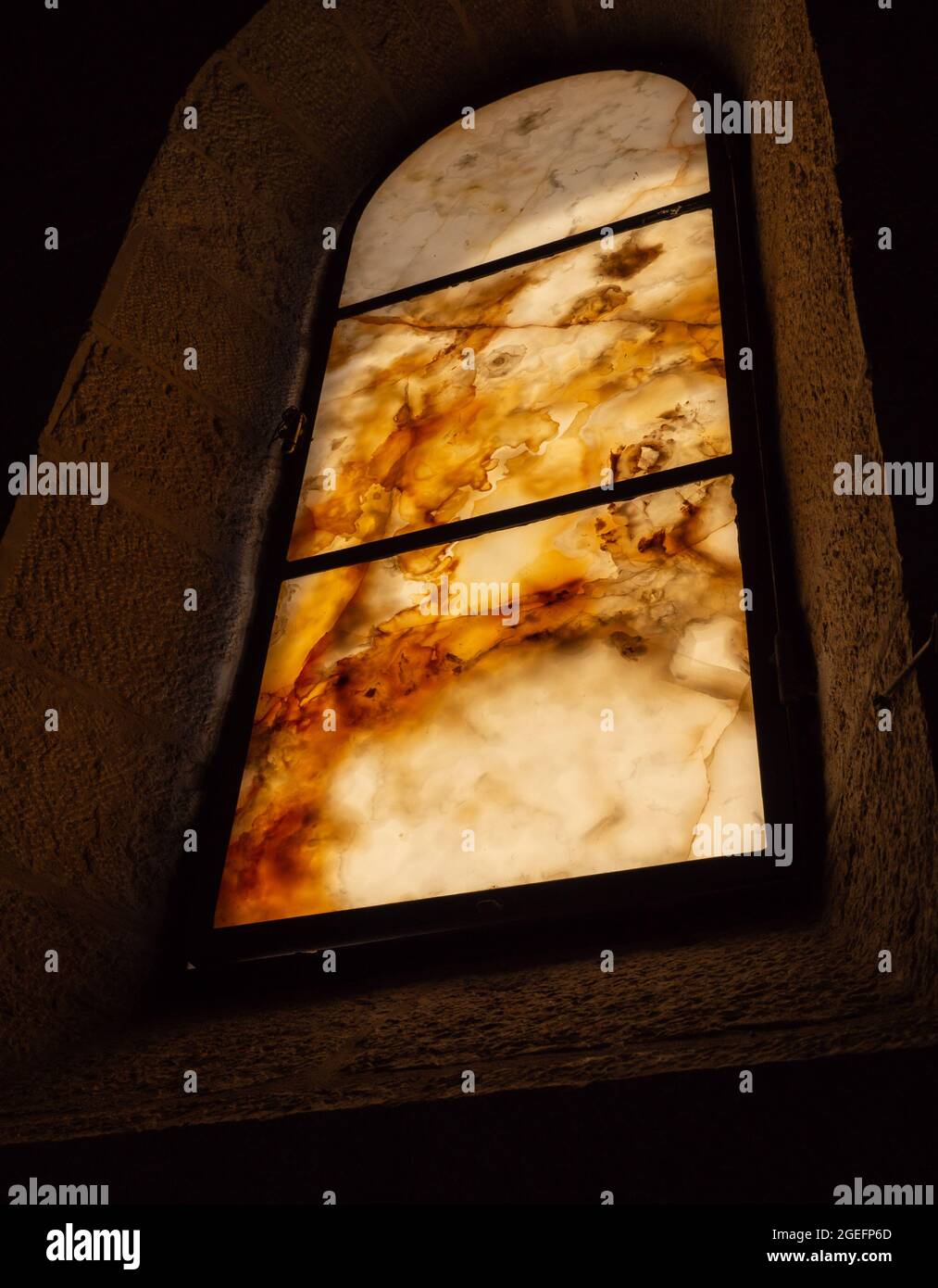 Old ancient glow marble window in the church in Israel Stock Photo - Alamy