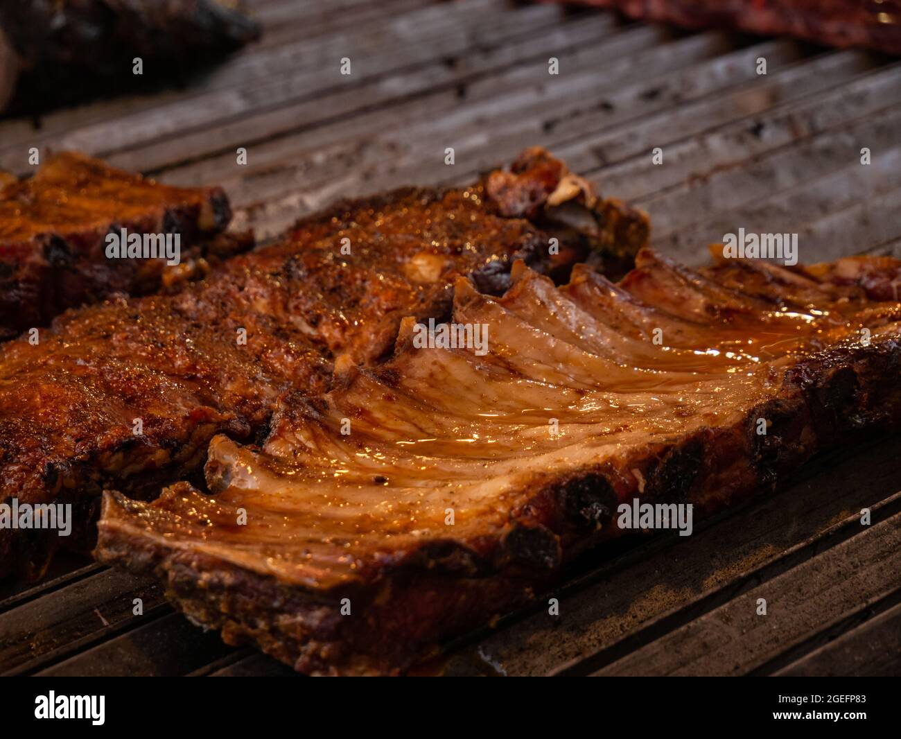Close up smoked bbq roasting hi-res stock photography and images - Alamy