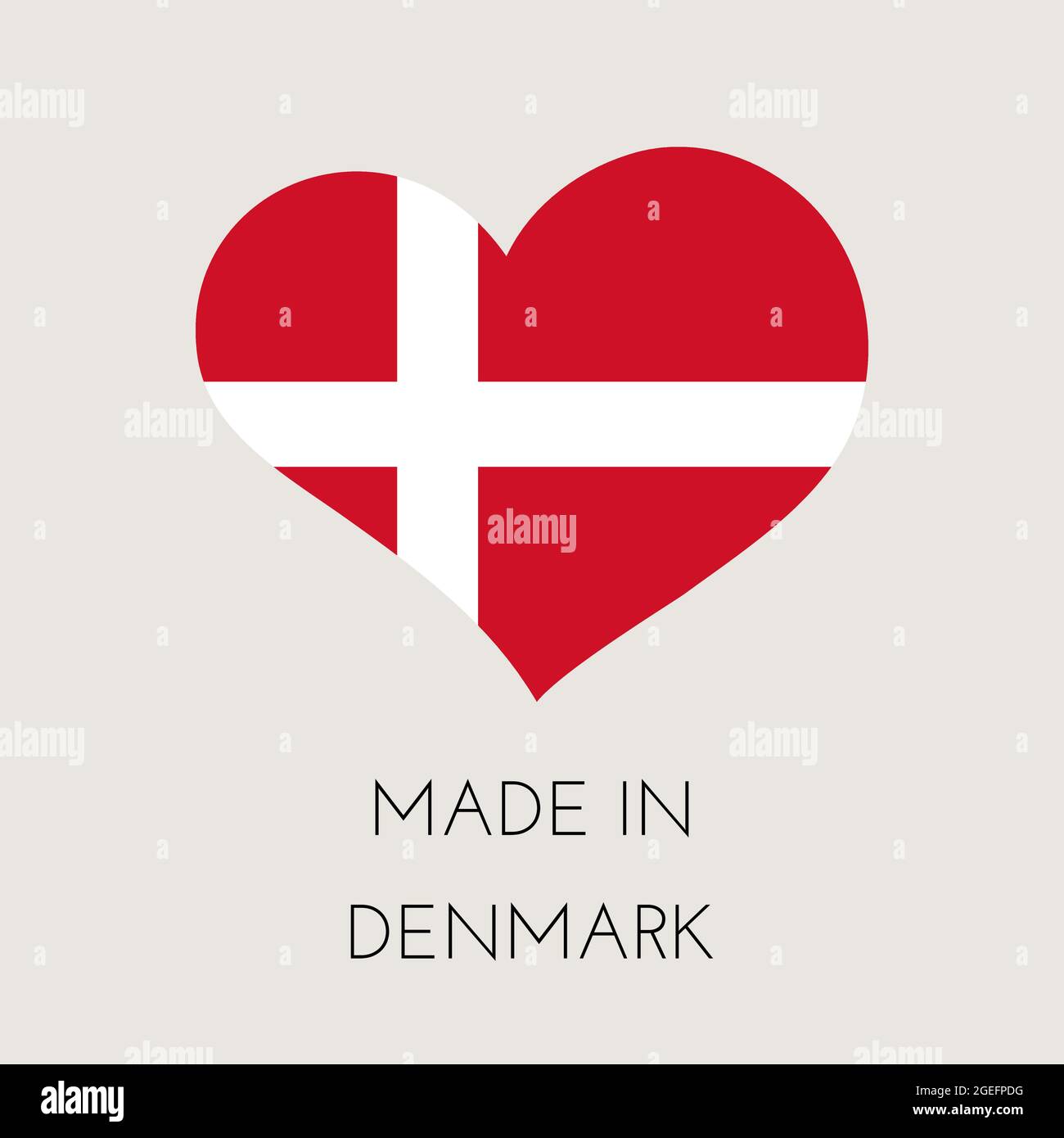 Kingdom of Denmark heart shaped label with danish flag. Made in Denmark ...