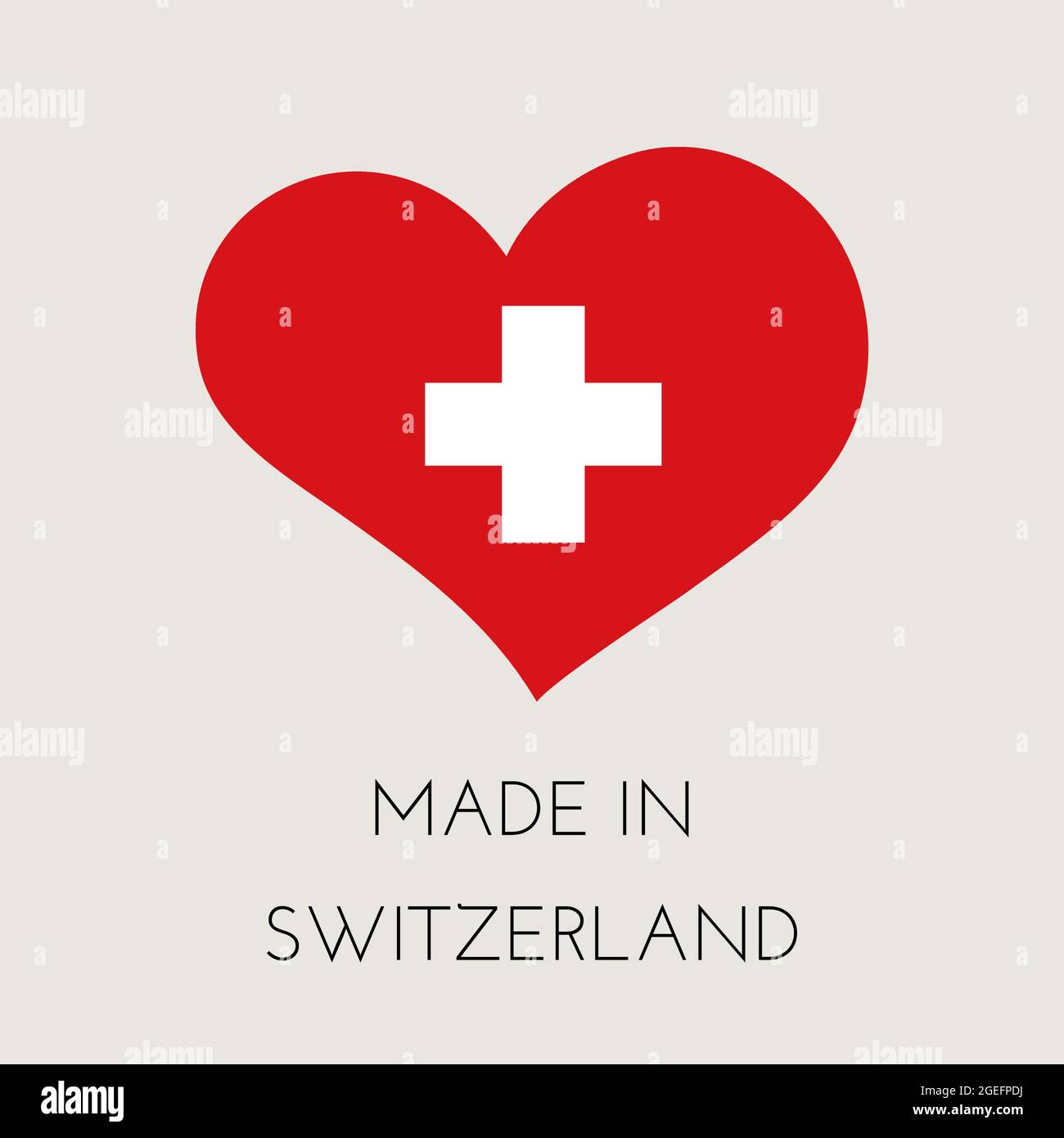 Heart shaped label with Swiss flag. Made in Switzerland sticker. Factory, manufacturing and ...