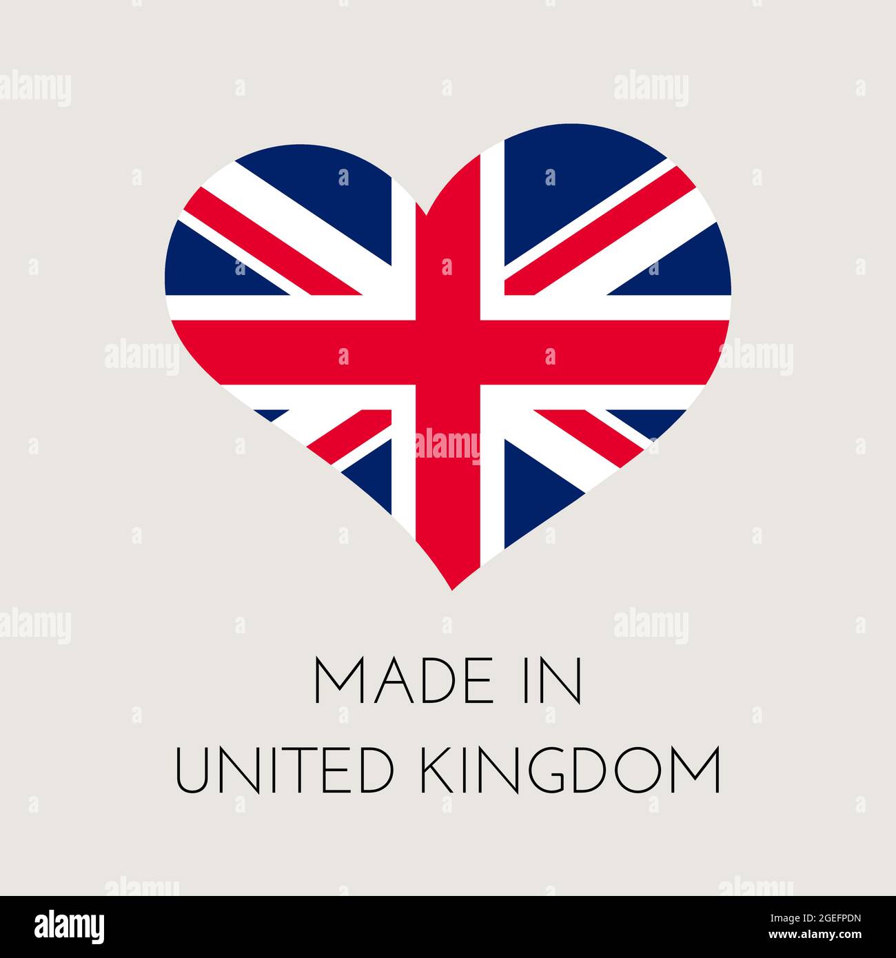 United Kingdom of Great Britain heart shaped label with british flag ...