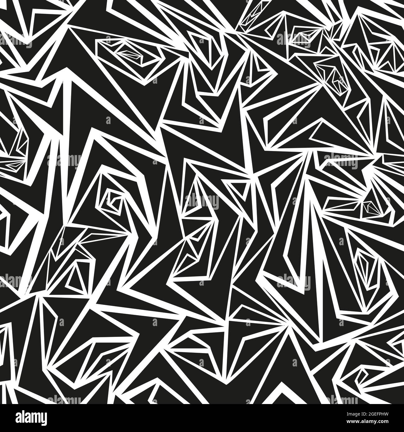 Hand drawn abstract shapes seamless pattern. Black and white background ...