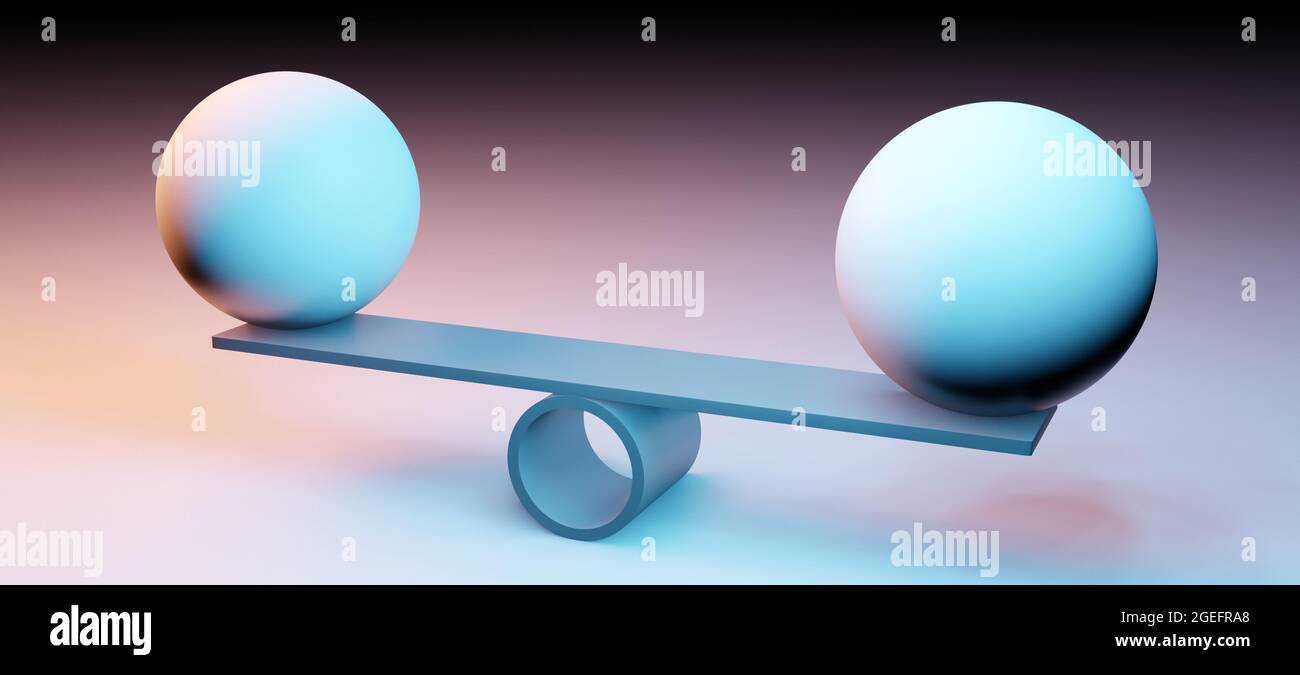 Finding balance, equality or stability concept with libra, scale, balls ...