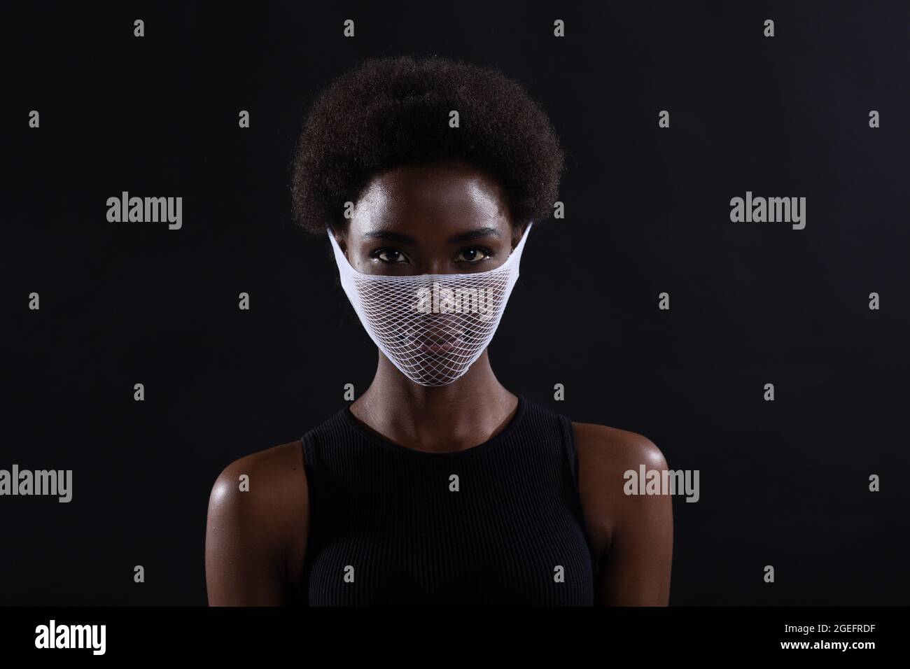 Portrait of african american dark skin woman fashion model wearing ...