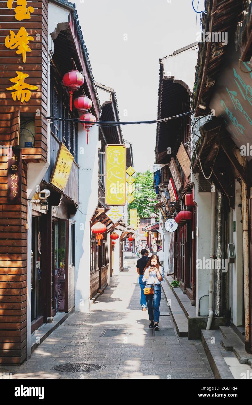 Buildings and shophouses built in traditional Chinese architecture ...