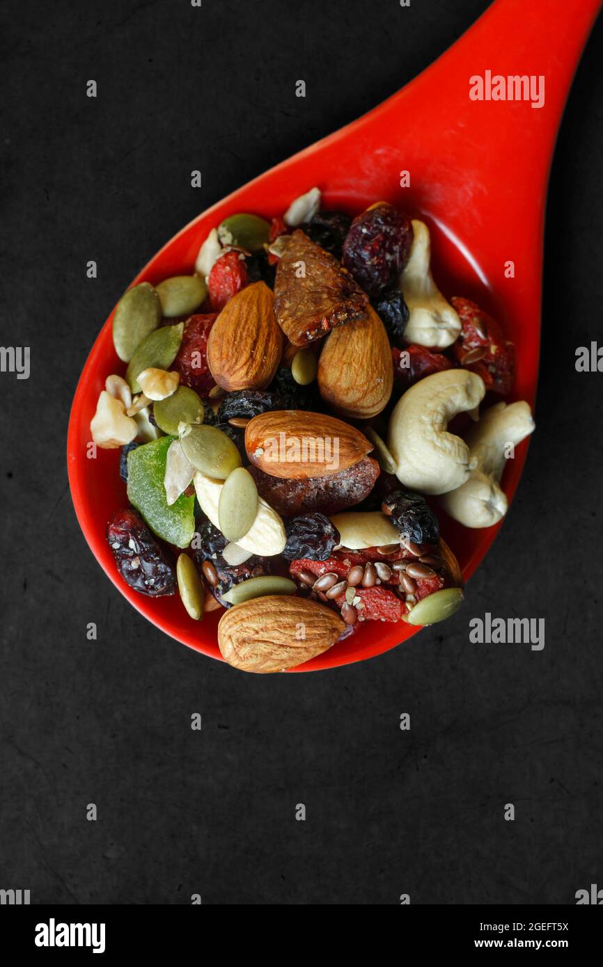 Trail Mix Snack of Nuts and Dried Fruits Stock Photo - Alamy