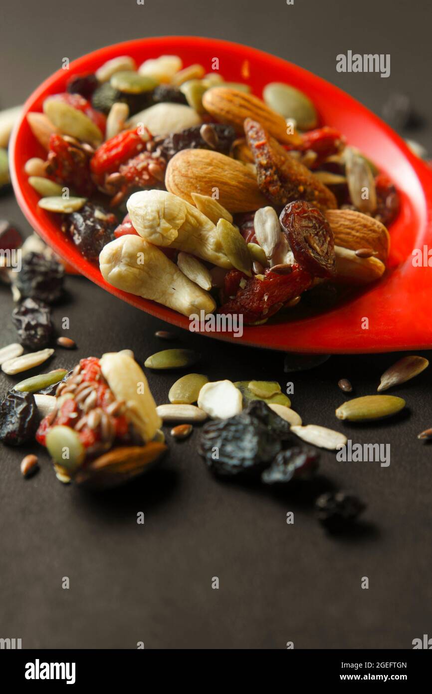 Trail Mix Snack of Nuts and Dried Fruits Stock Photo - Alamy