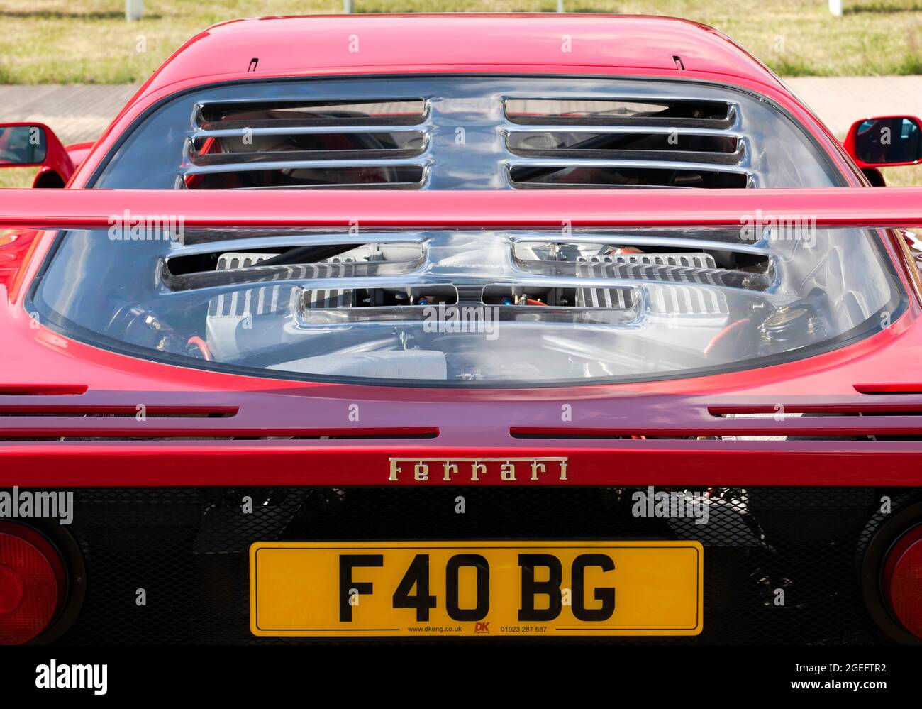 Close-up, Rear view of a Ferrari F40, on display at the 2021 London ...