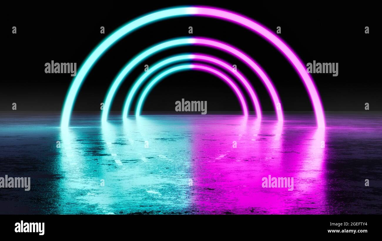 Circles in different sizes inside one another, colored in pink and blue ...