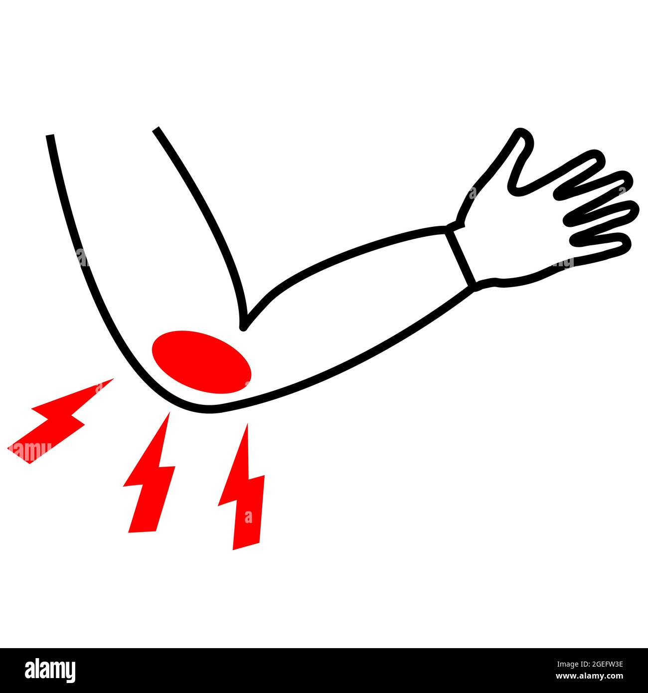 Pain in elbow icon on white background. Elbow pain sign. Body pain ...