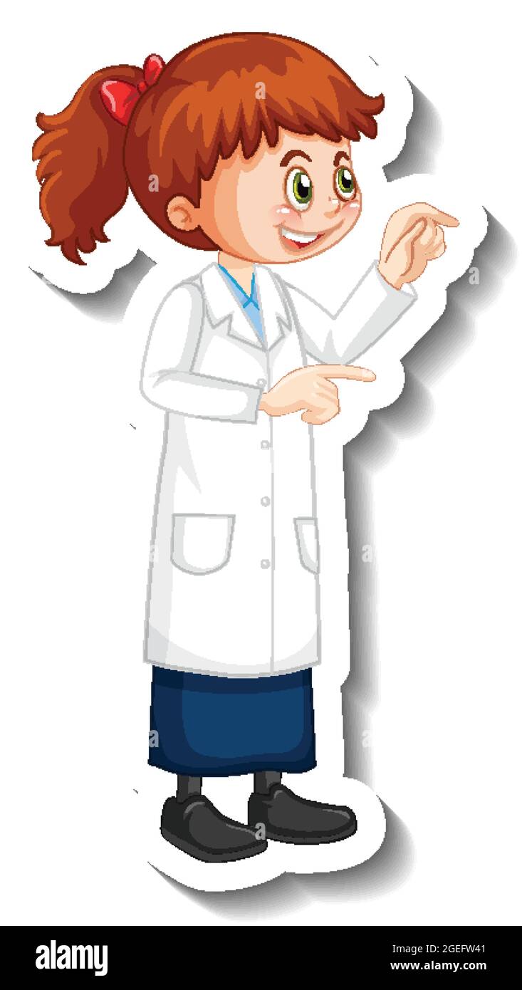 Scientist girl cartoon character in standing pose illustration Stock ...