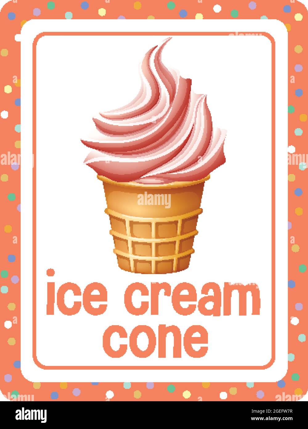 Vocabulary flashcard with Ice cream cone illustration Stock Vector ...