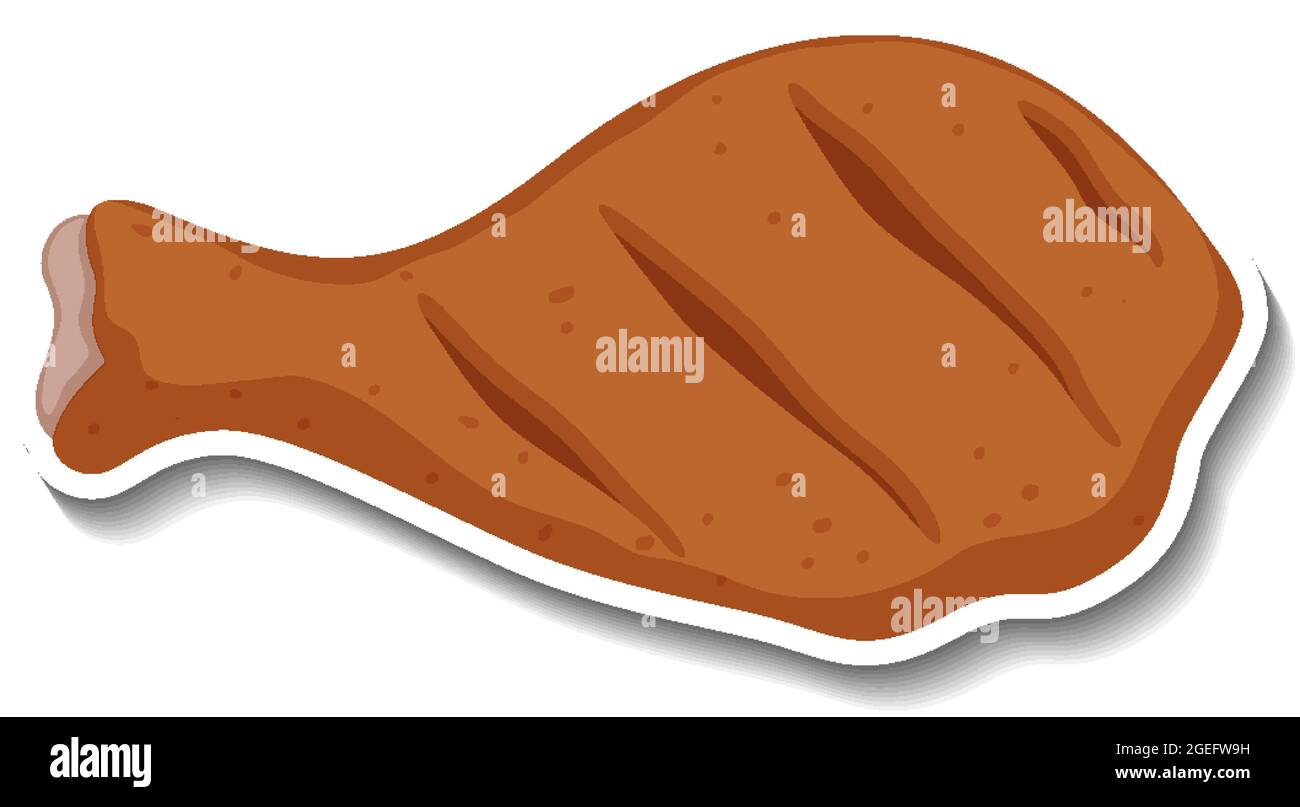 Fried chicken sticker on white background illustration Stock Vector ...