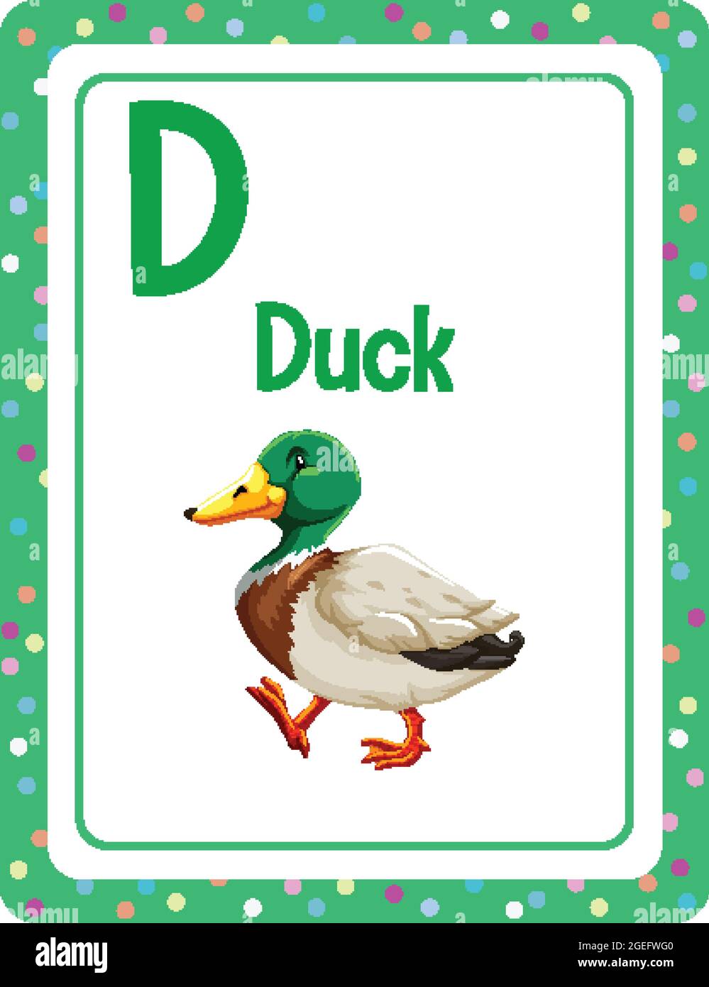 Alphabet flashcard with letter D for Duck illustration Stock Vector ...