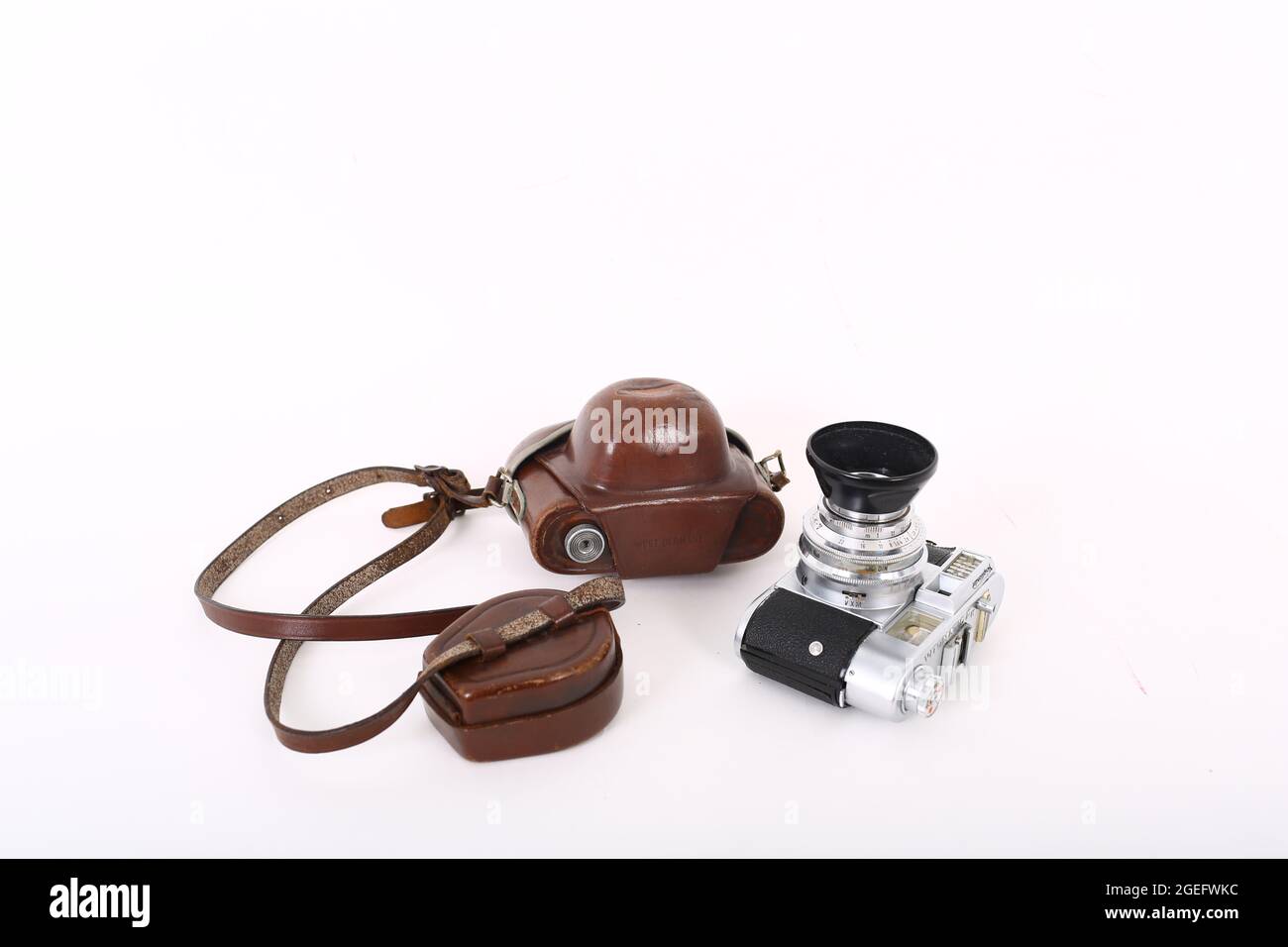 Closeup shot of an old photo camera and its equipments isolated on the ...